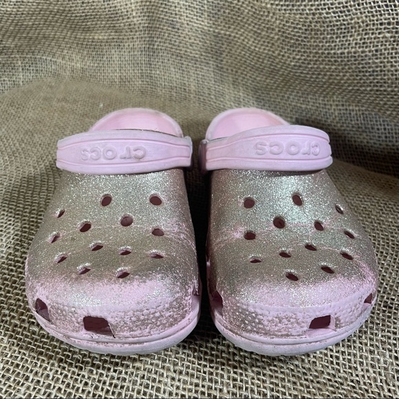CROCS | Shoes | Crocs Girls Size C 1 Classic Glitter Clog Gold | Poshmark